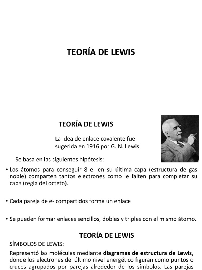Teoría de Lewis y Estructuras de Lewis | PDF | Enlace químico | Interacción