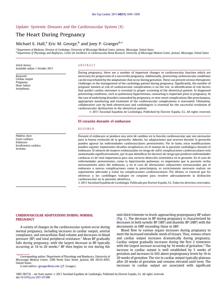 Cambios Corazon Embarazo | PDF | Hypertension | Heart Failure