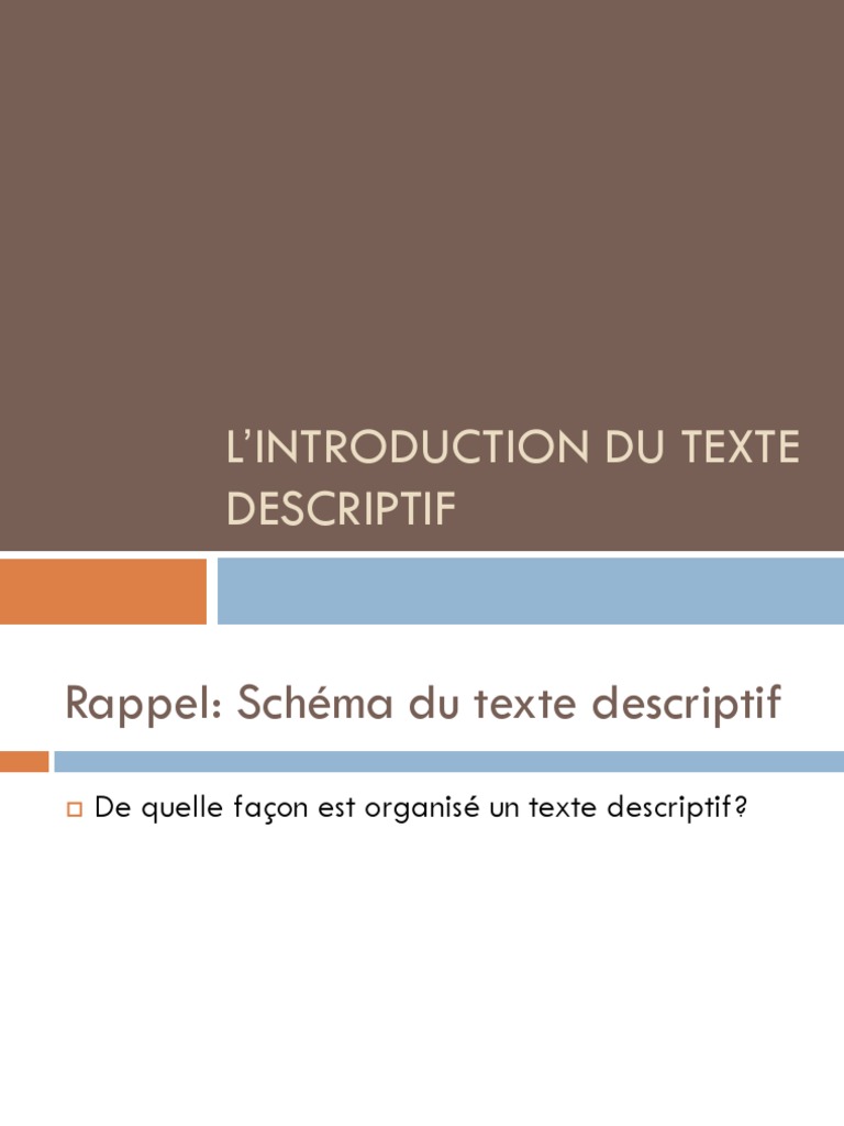 L'Introduction Du Texte Descriptif | PDF