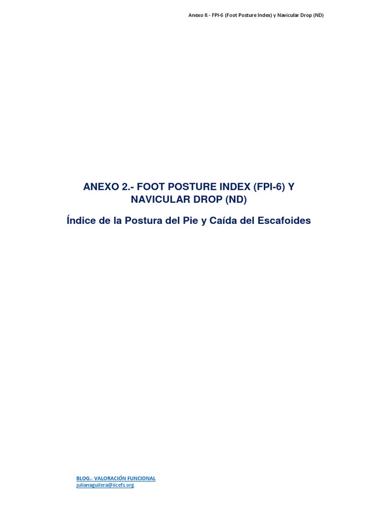 Anexo 2. - Foot Posture Index y Navicular Drop | PDF | Pie | Anatomía ...