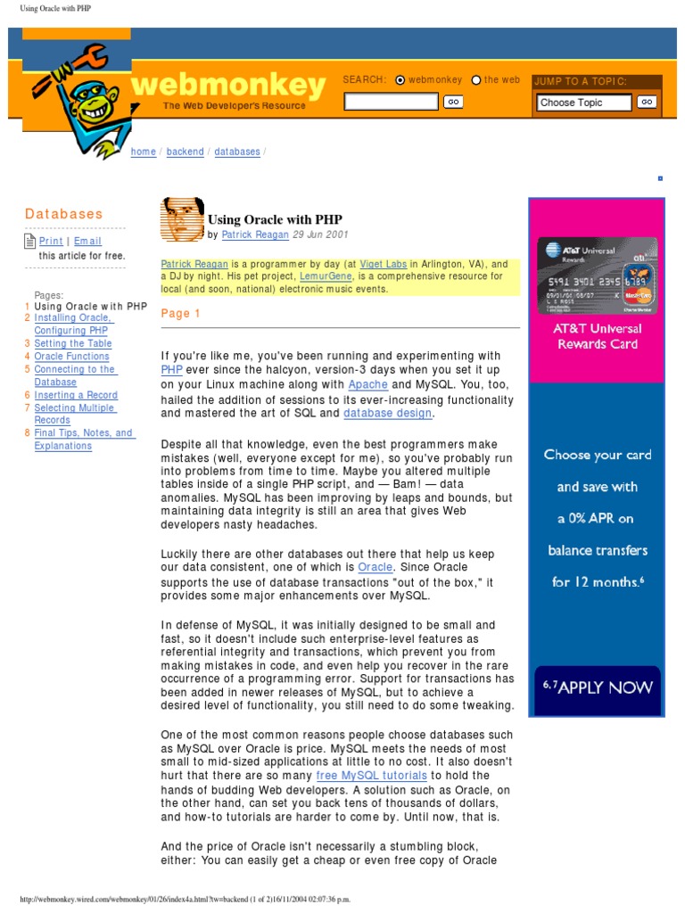 Using Oracle With PHP | PDF | Oracle Database | Php