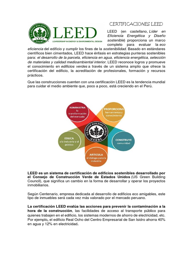 Certificaciones Leed | PDF | Liderazgo en Energía y Diseño Ambiental ...
