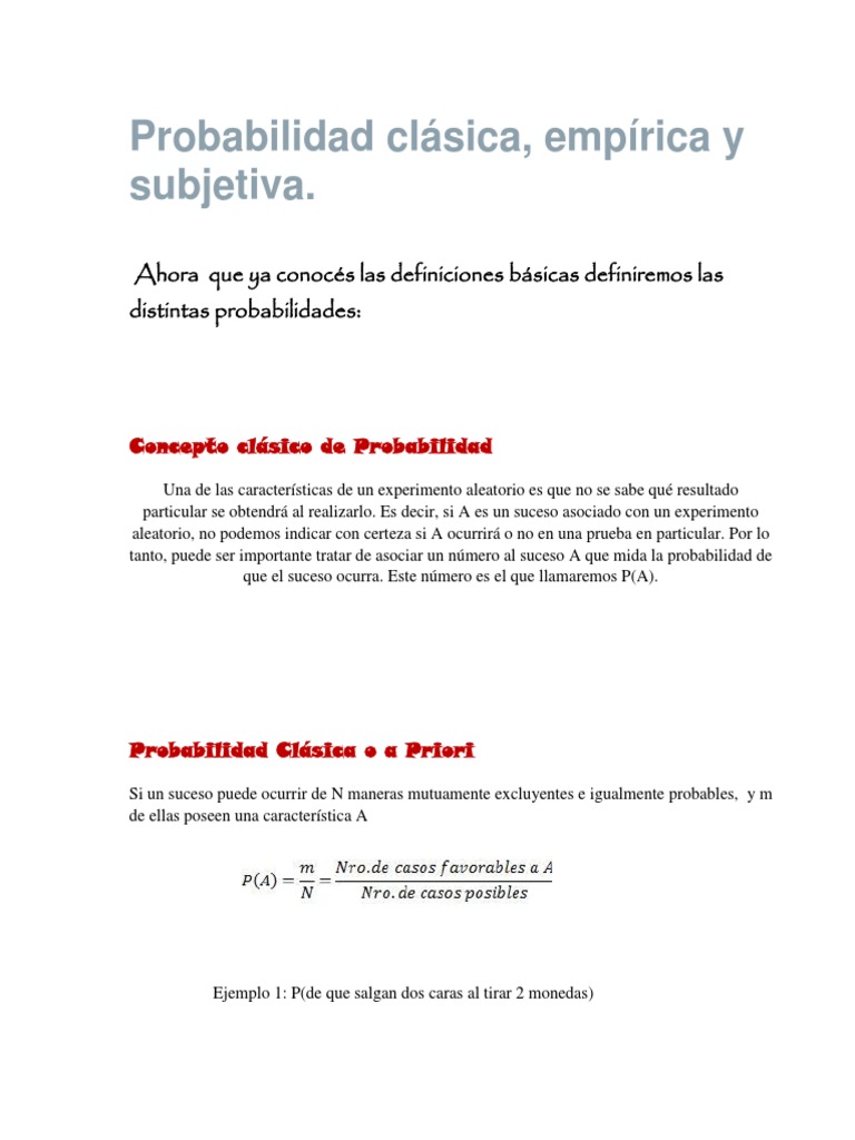 Probabilidad Clásica | PDF | Aleatoriedad | Probabilidad