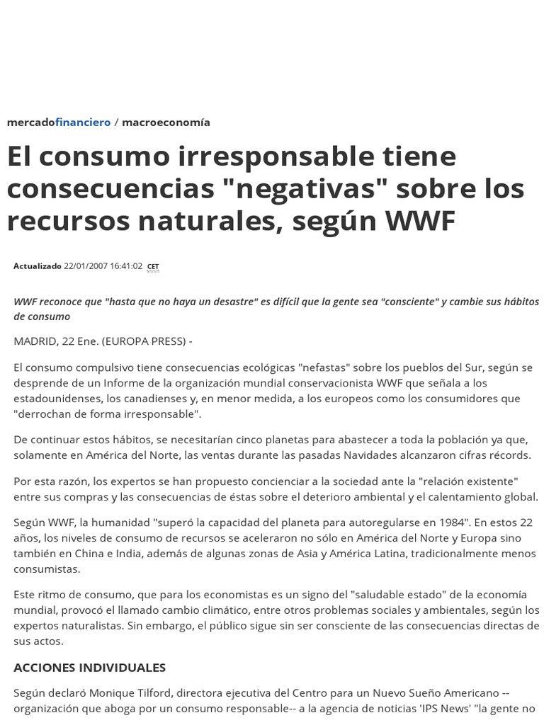 El Consumo Irresponsable Tiene Consecuencias - Negativas - Sobre Los ...