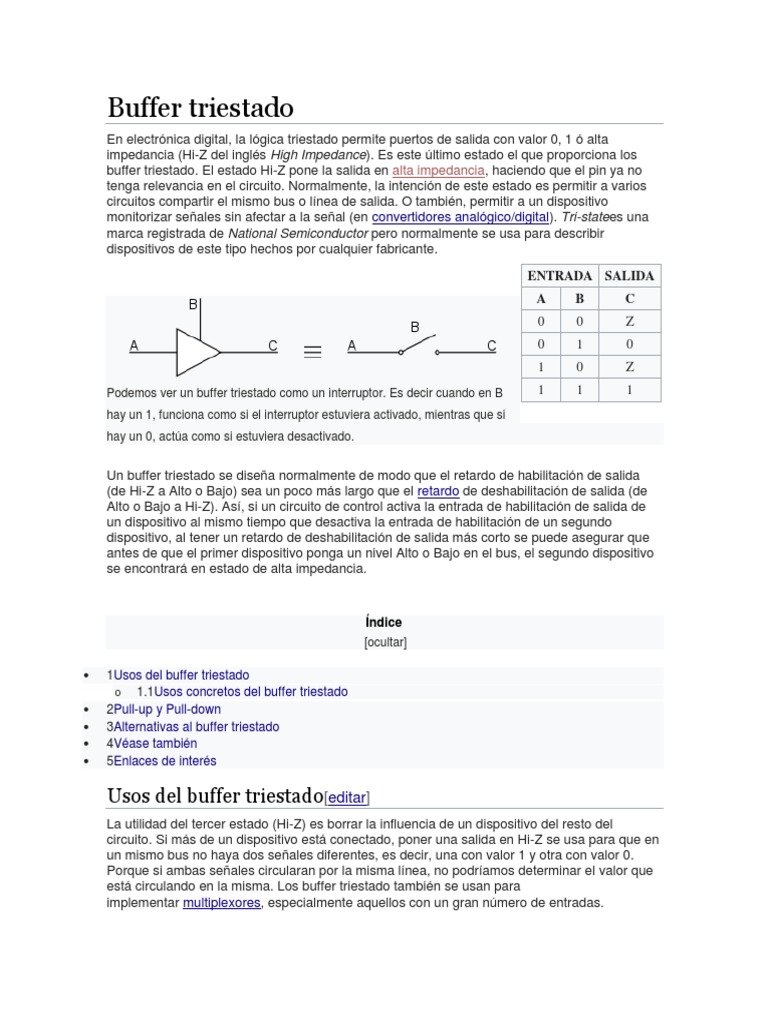 Funcionamiento del buffer triestado en electrónica | PDF | Ingeniería ...