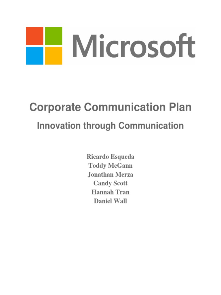 Task 14 Corporate Communication Plan | PDF | Innovation | Microsoft