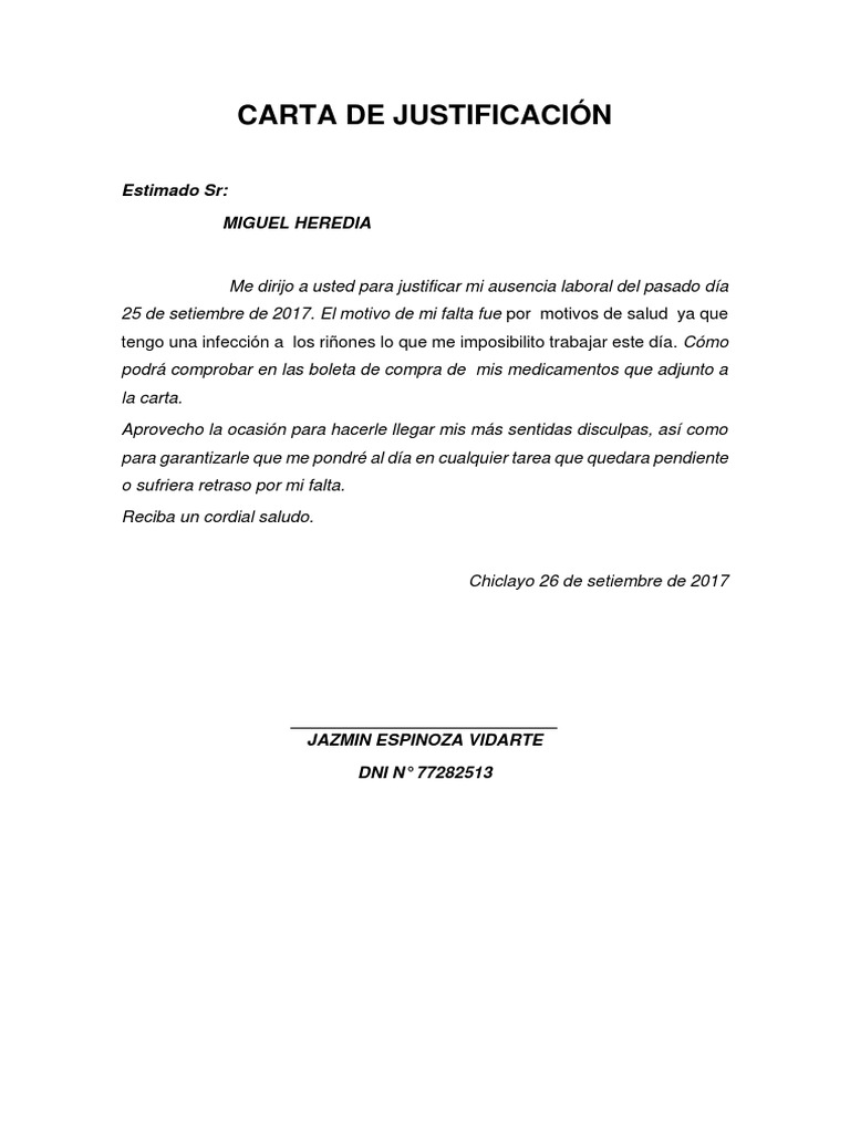 Carta de Justificación | PDF