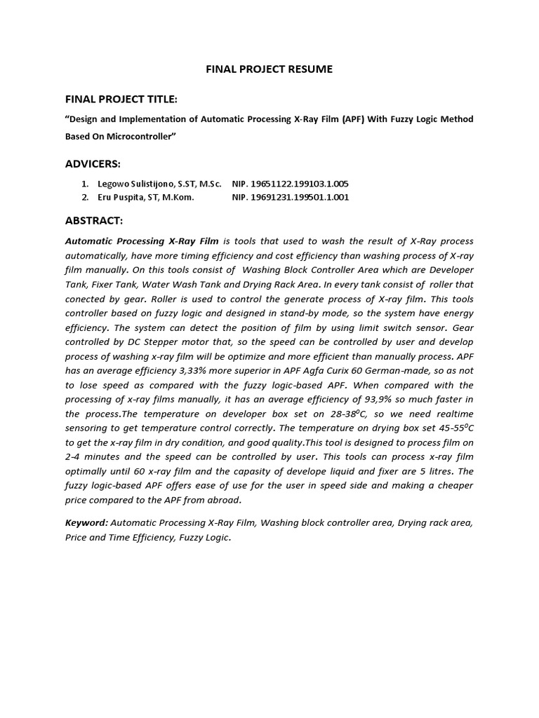 Final Project Resume Final Project Title | PDF | Technology & Engineering