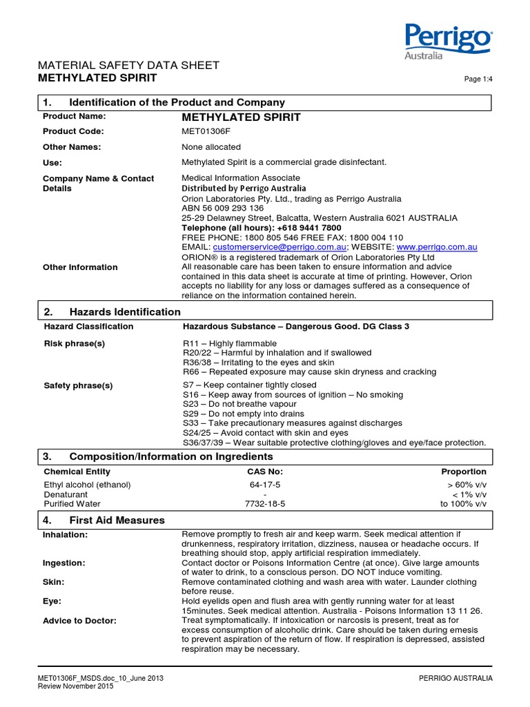 Met01306f Msds | Combustion | Flammability