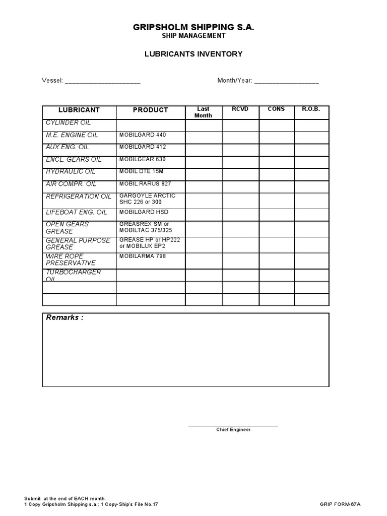 Gripsholm Shipping S.A.: Lubricants Inventory | PDF | Technology ...