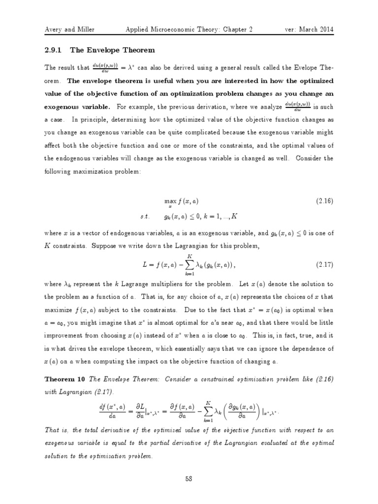 Advanced Microeconomics: Envelope Theorem | Average Cost | Mathematical ...