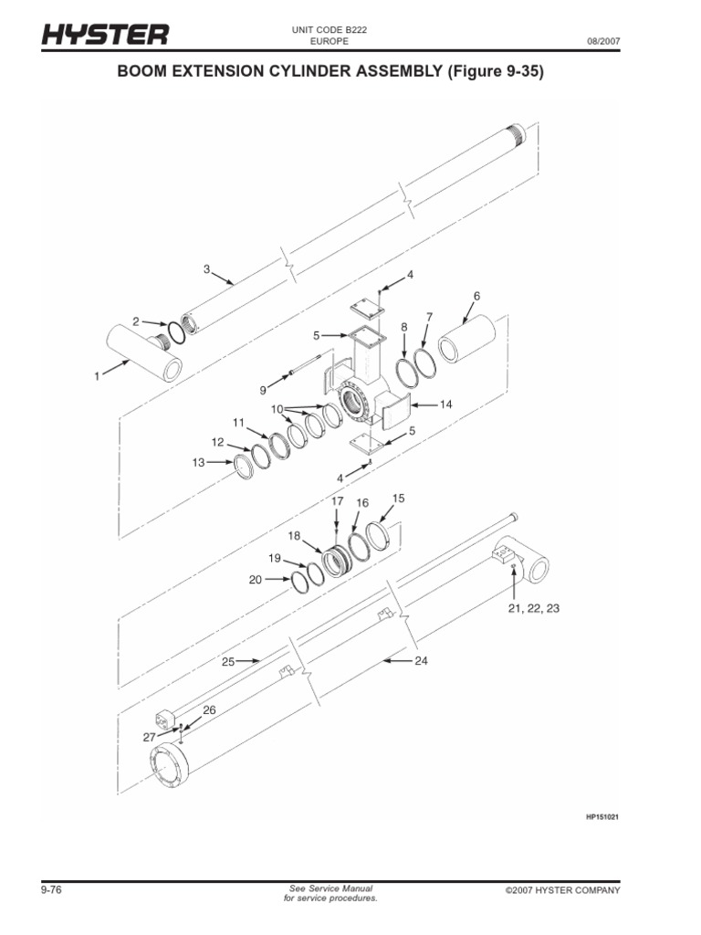 Boom Extension Cylinder Assembly (Figure 9-35) : Unit Code B222 Europe ...