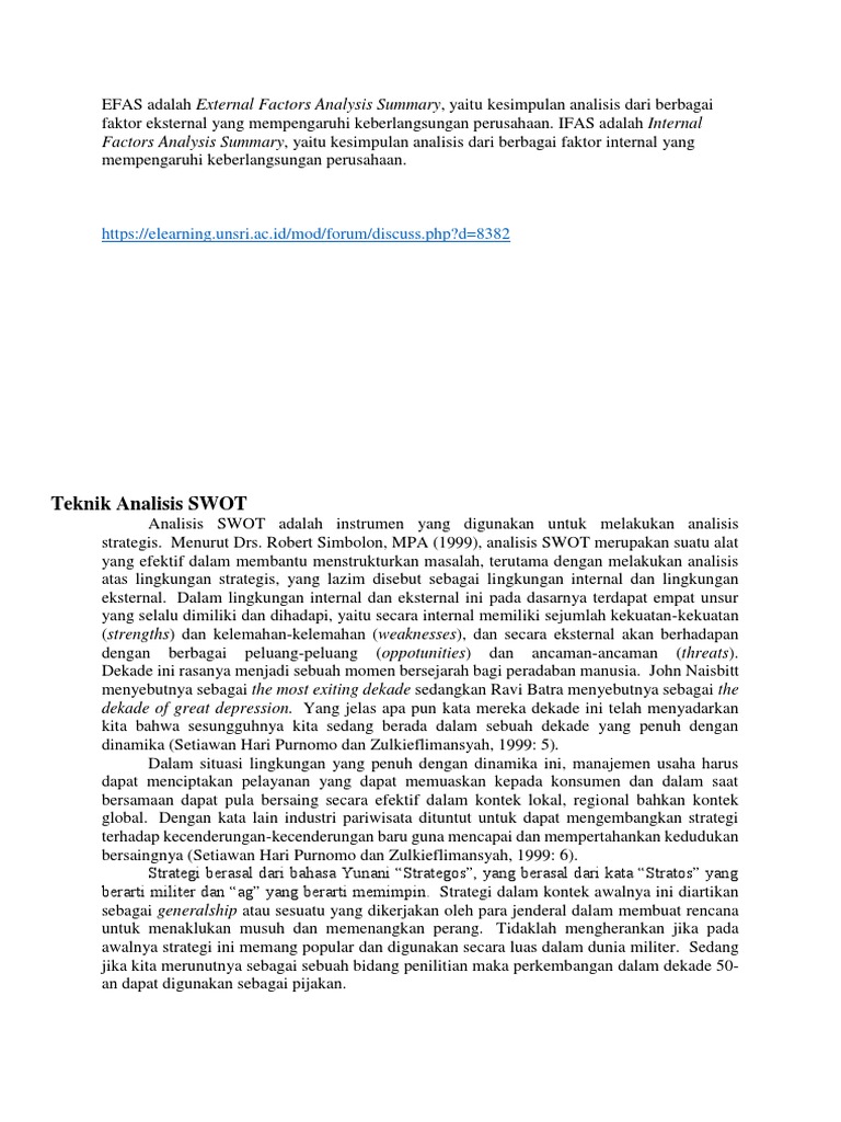 Analisis IFAS Dan EFAS | PDF