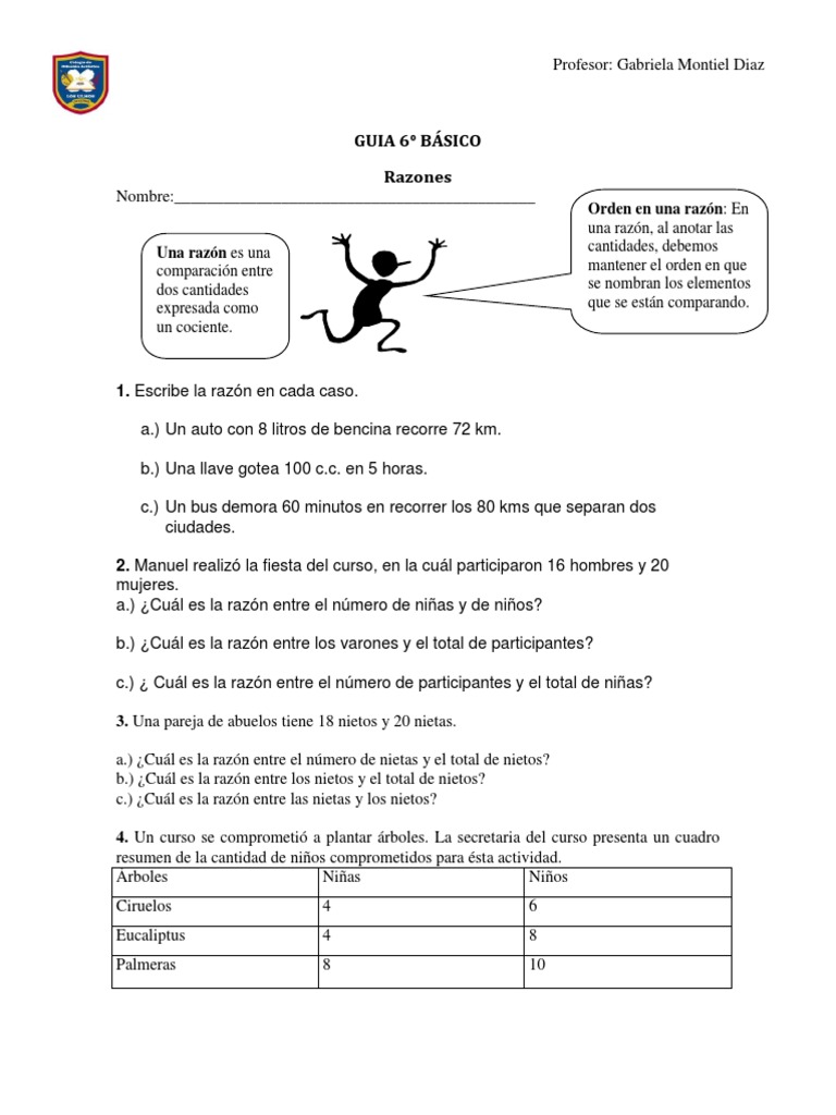 Guia Razones 6to | PDF | Enseñanza de matemática | Naturaleza