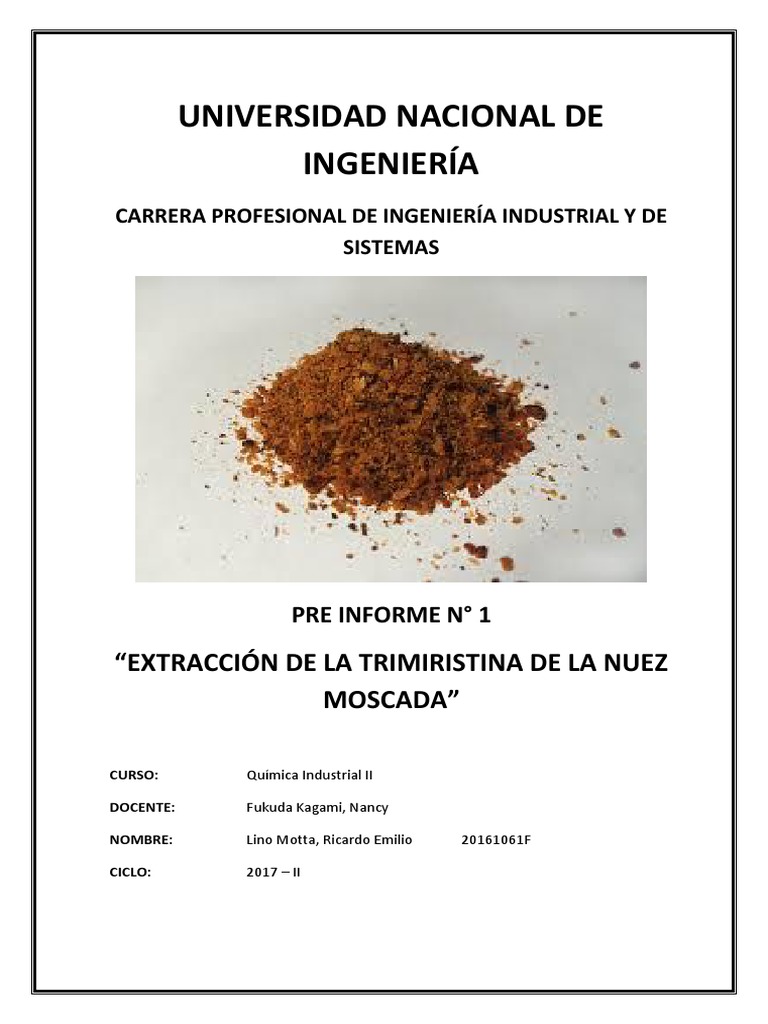 Preinforme: Extracción de Trimiristina | PDF | Mezcla | Solubilidad