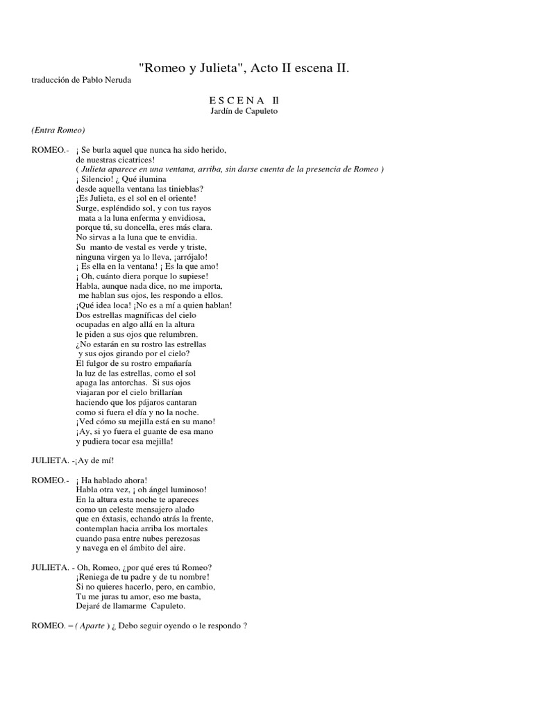 Romeo y Julieta, Acto II Escena II. | PDF | Romeo y Julieta | Ocio
