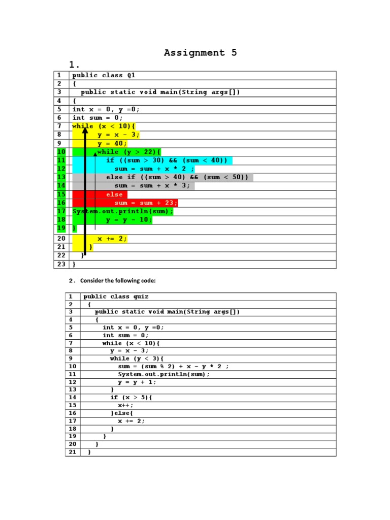 Assignment 5 1 Else Sum Sum 23 Pdf Integer Computer Science