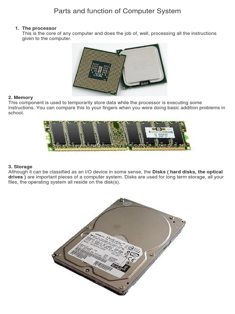 Parts and Function of Computer System: 1. The Processor | PDF ...
