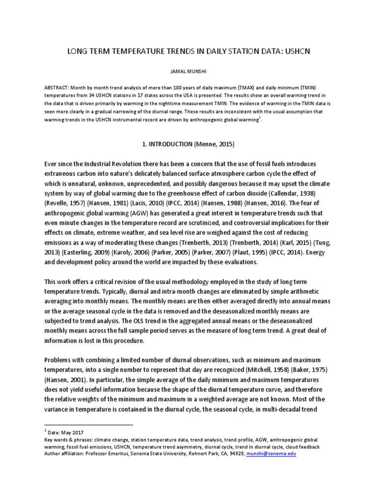 Long Term Temperature Trends in Daily Station Data: Ushcn | PDF ...