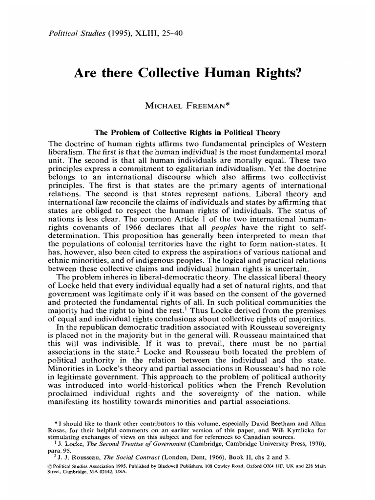 Collective Rights in Human Rights Debate | PDF | Natural And Legal ...