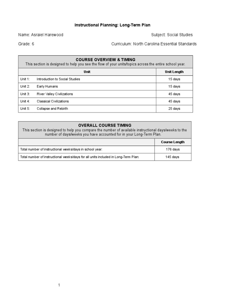 6th Grade Social Studies Long-Term Plan | PDF | Civilization | Geography