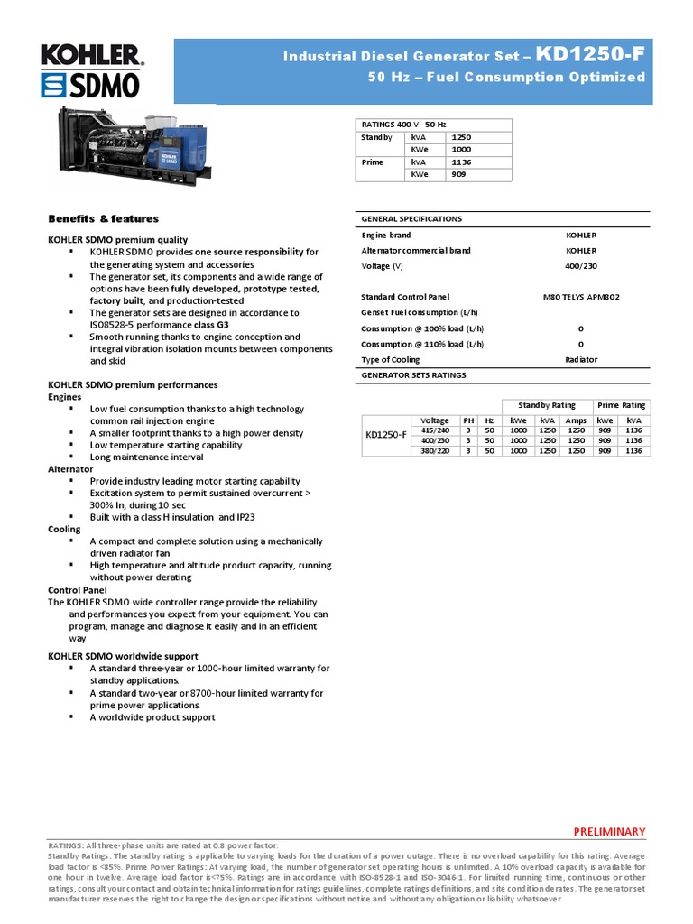 Industrial Diesel Generator Set - 50 HZ - Fuel Consumption Optimized ...