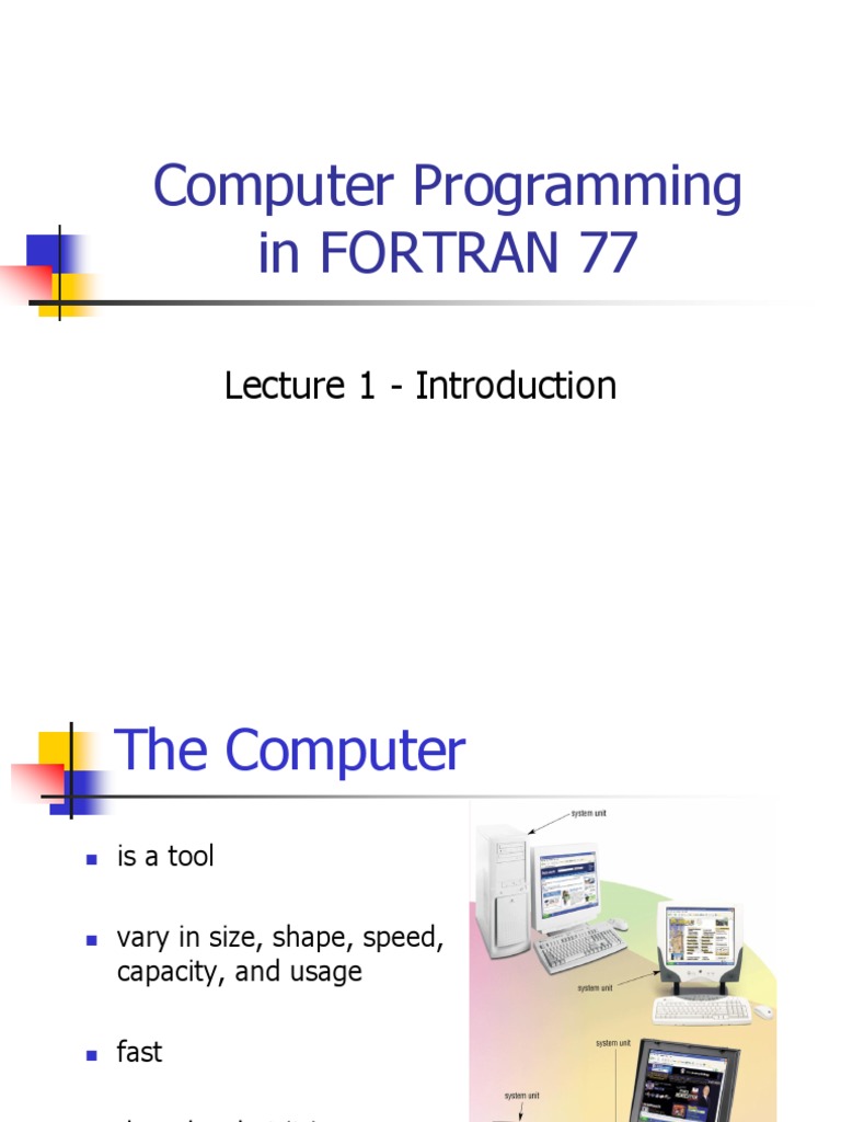 Computer Programming In Fortran 77 Lecture 1 Introduction Pdf Computer Program Programming