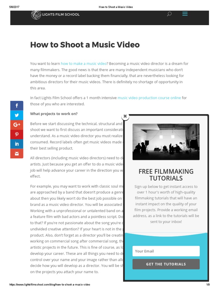 How To Shoot A Music Video | PDF | Filmmaking | Singing