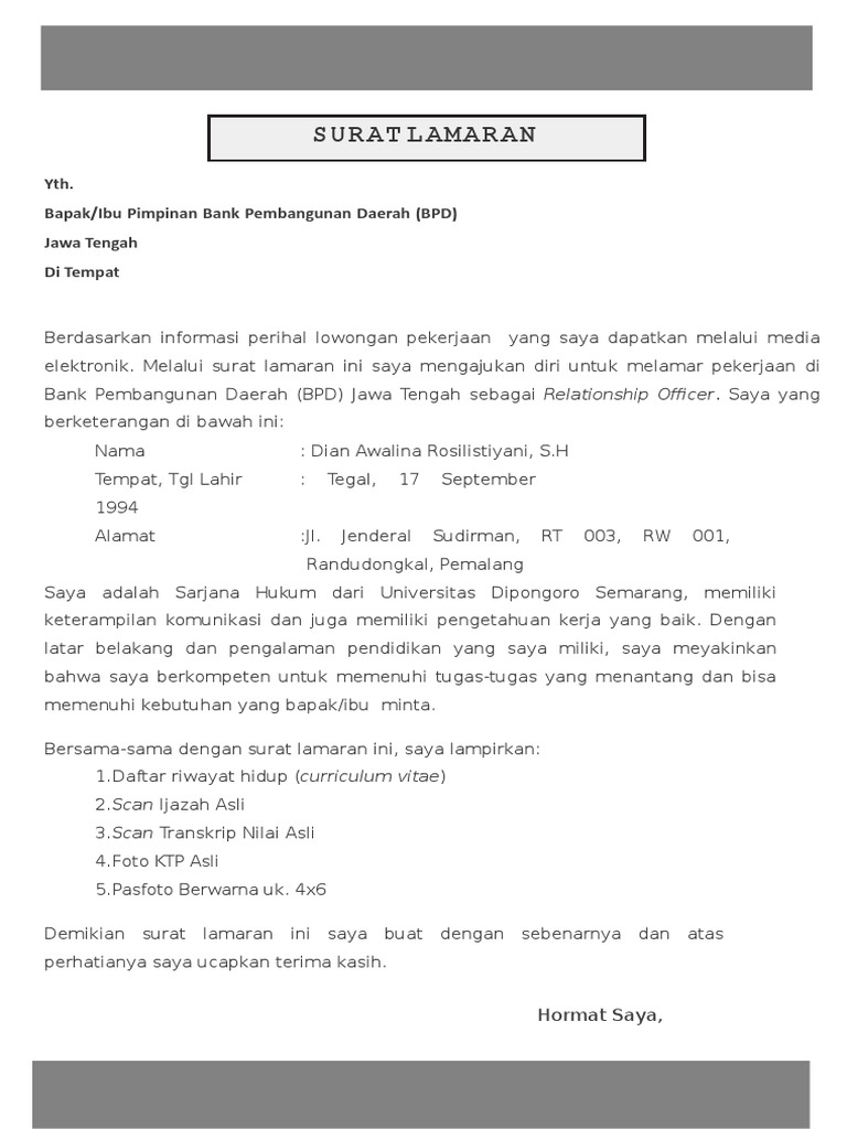 Surat Lamaran BPD | PDF