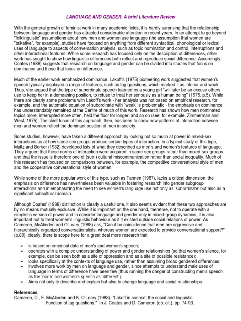 Language and Gender | PDF | Gender | Gender Studies
