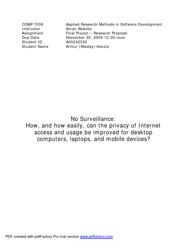 BCIT COMP 7036 Research Proposal by Wesley Kenzie Nov 2009 | PDF ...