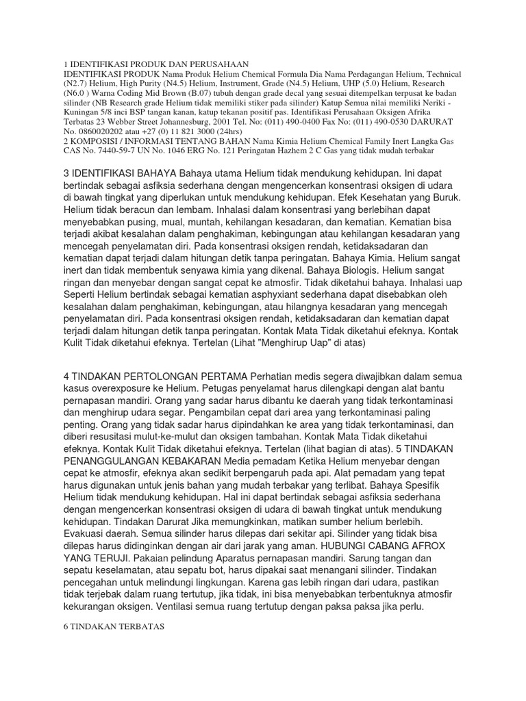 Helium Msds | PDF