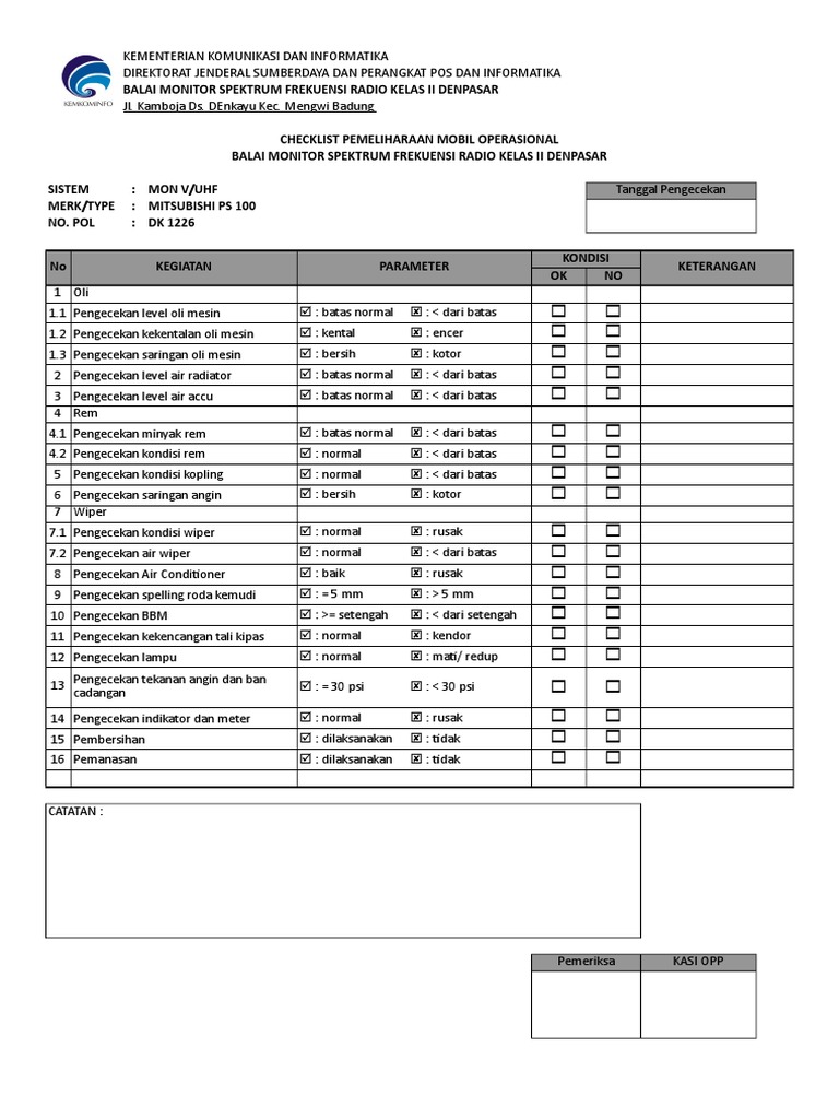 Checklist PM Mobil | PDF