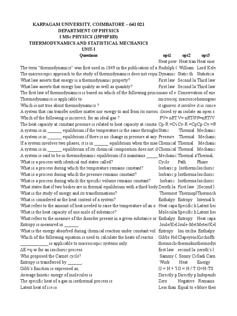 TSM Onemark | PDF | Gases | Heat Capacity