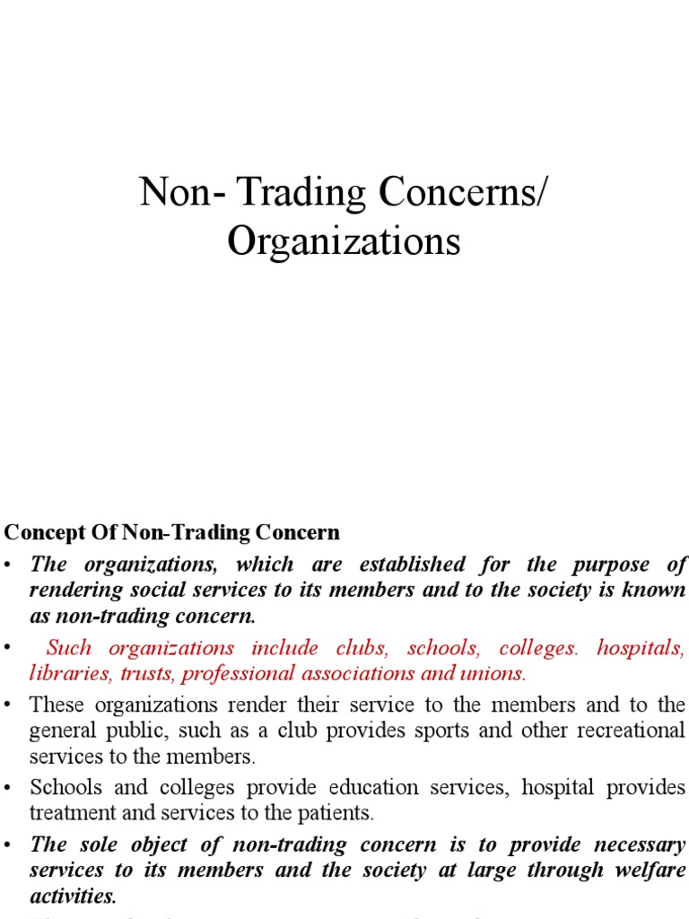 Understanding Non-Trading Concerns | PDF | Debits And Credits | Expense