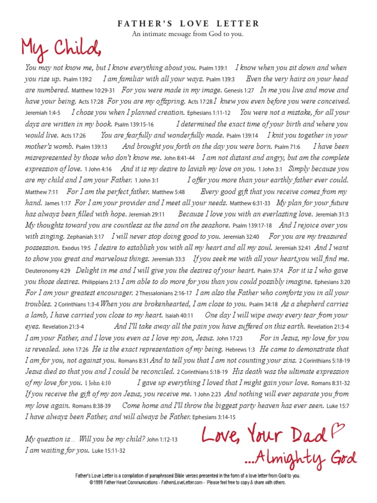 2015 Fathers Love Letter Scripture Version | PDF | Jesus | Religious ...