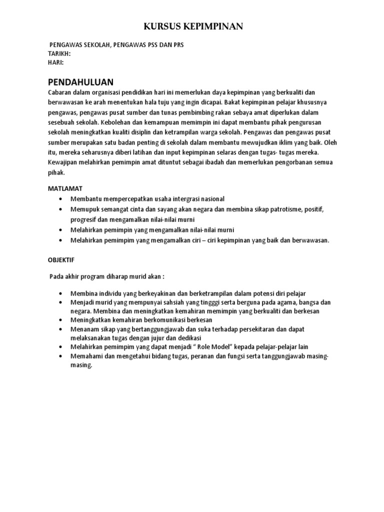 Kursus Kepimpinan Prs | PDF