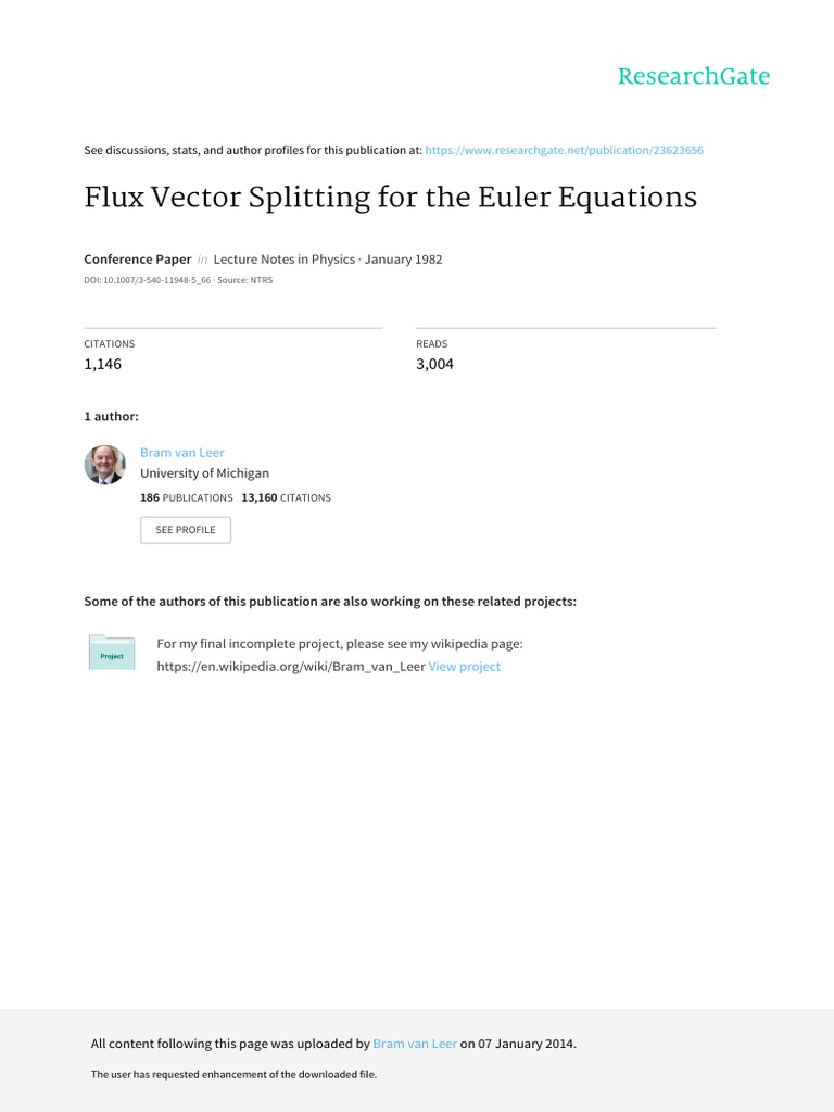 Flux Vector Splitting For The Euler Equations | PDF | Mathematical Physics | Mechanical Engineering