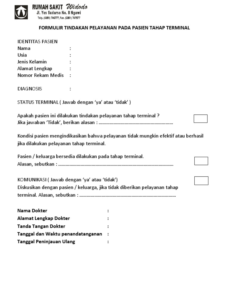 FORM Pelayanan Tahap Terminal | PDF