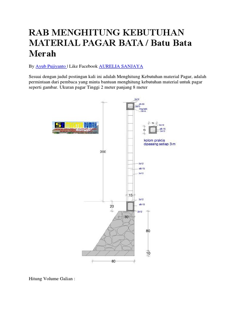 Rab Menghitung Kebutuhan Material Pagar Bata | PDF