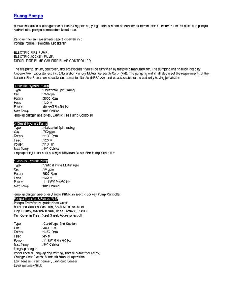 Ruang Pompa FF | PDF | Pump | Machines