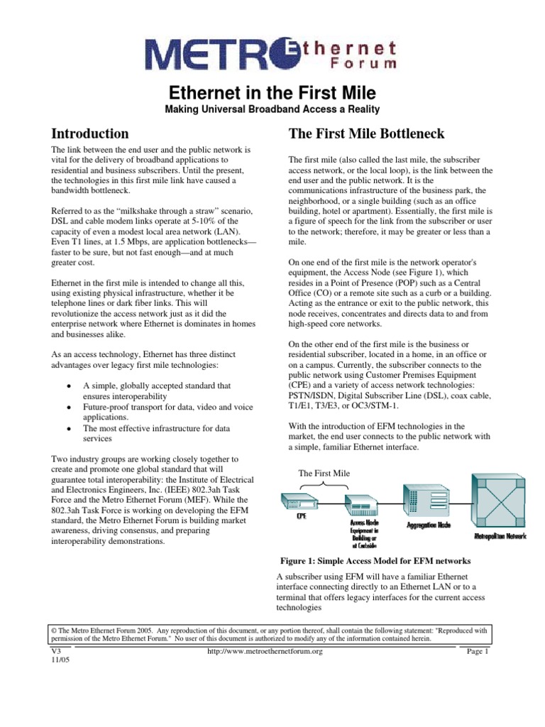 Ethernet First Mile Overview v3 | PDF | Network Topology | Computer Network
