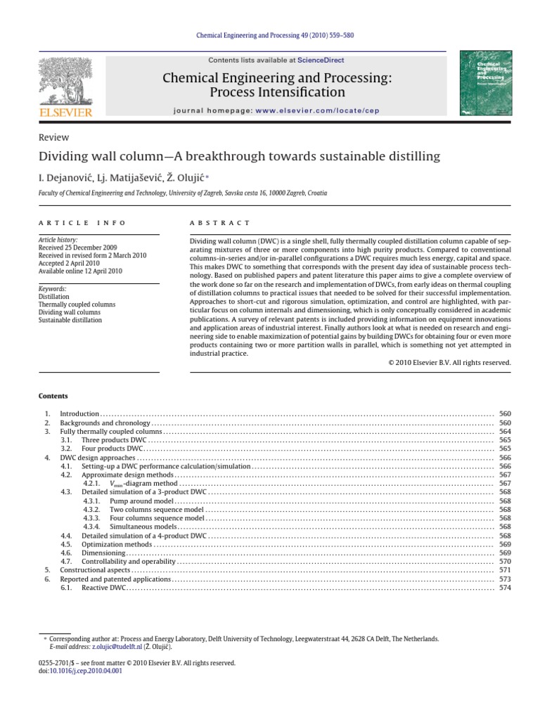 Chemical Engineering and Processing: Process Intensification | PDF ...