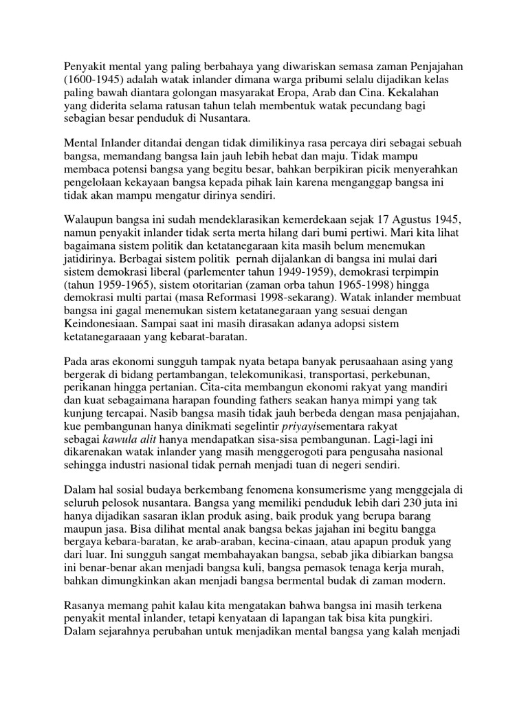 Mentalitas Inlander | PDF