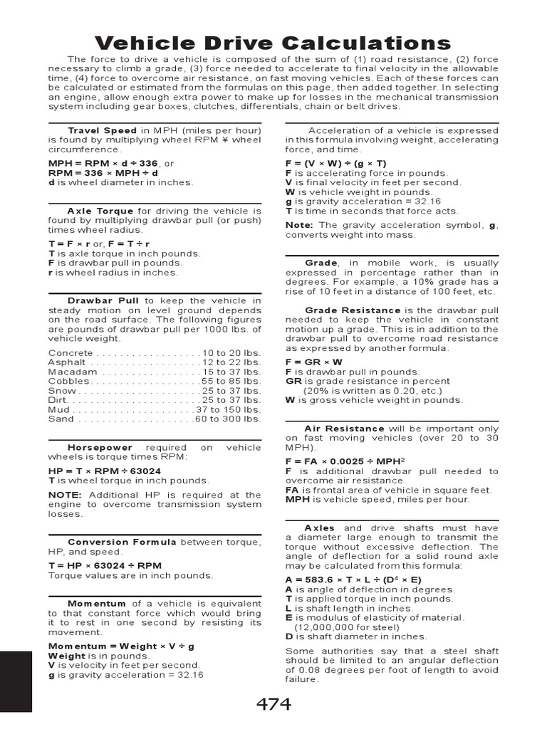 VehicleDriveCalculation PDF | PDF | Torque | Transmission (Mechanics)