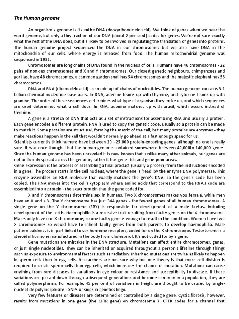 Human Genome | PDF | Gene | Dna