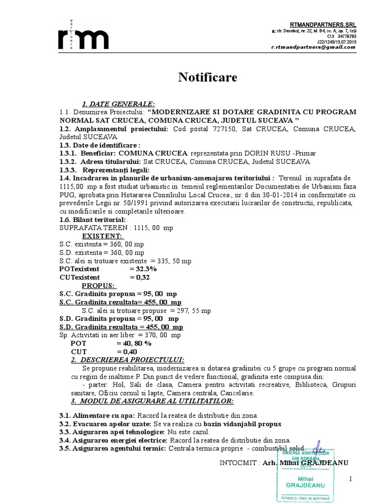 Notificare Mediu - GRADINITA | PDF