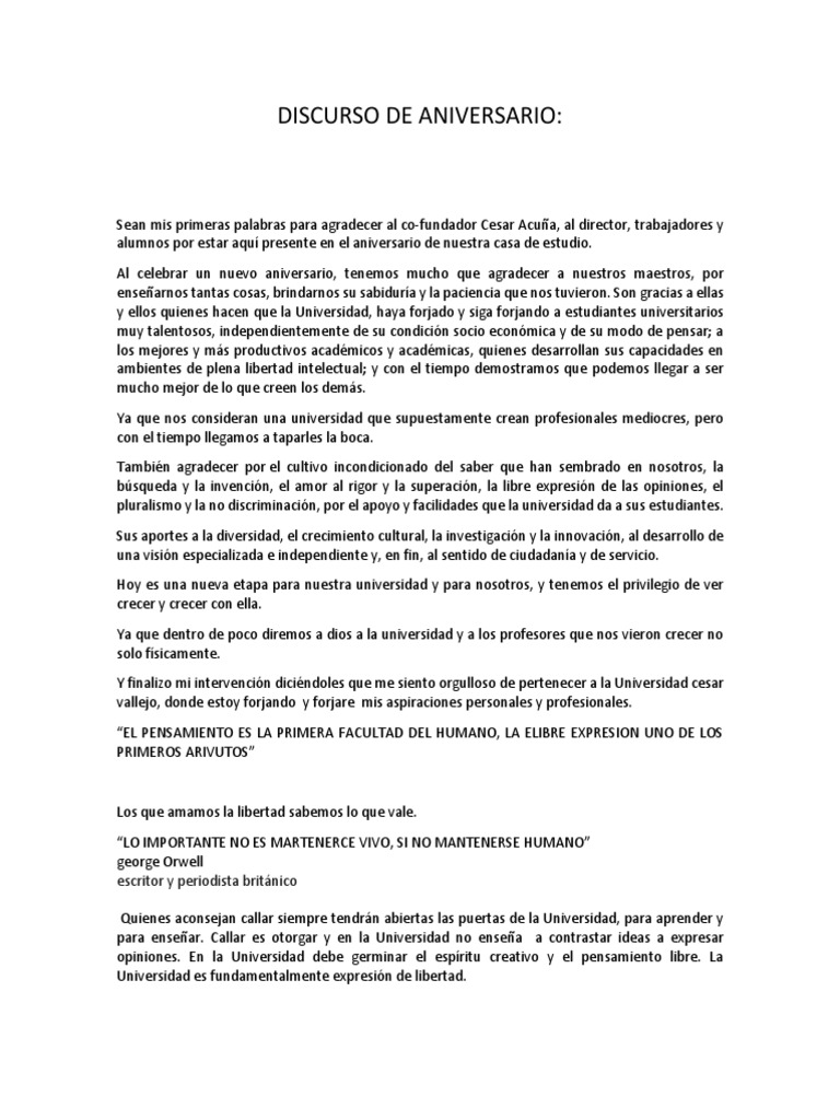 Discurso de Aniversario | PDF