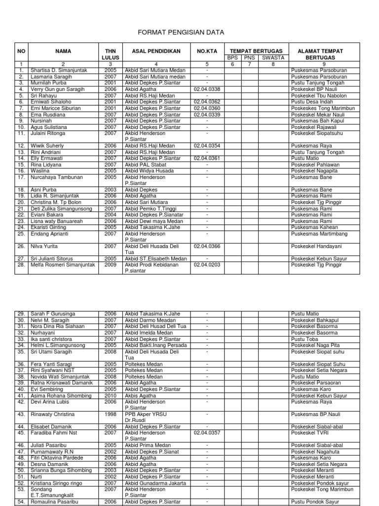 Format Pengisian Data | PDF
