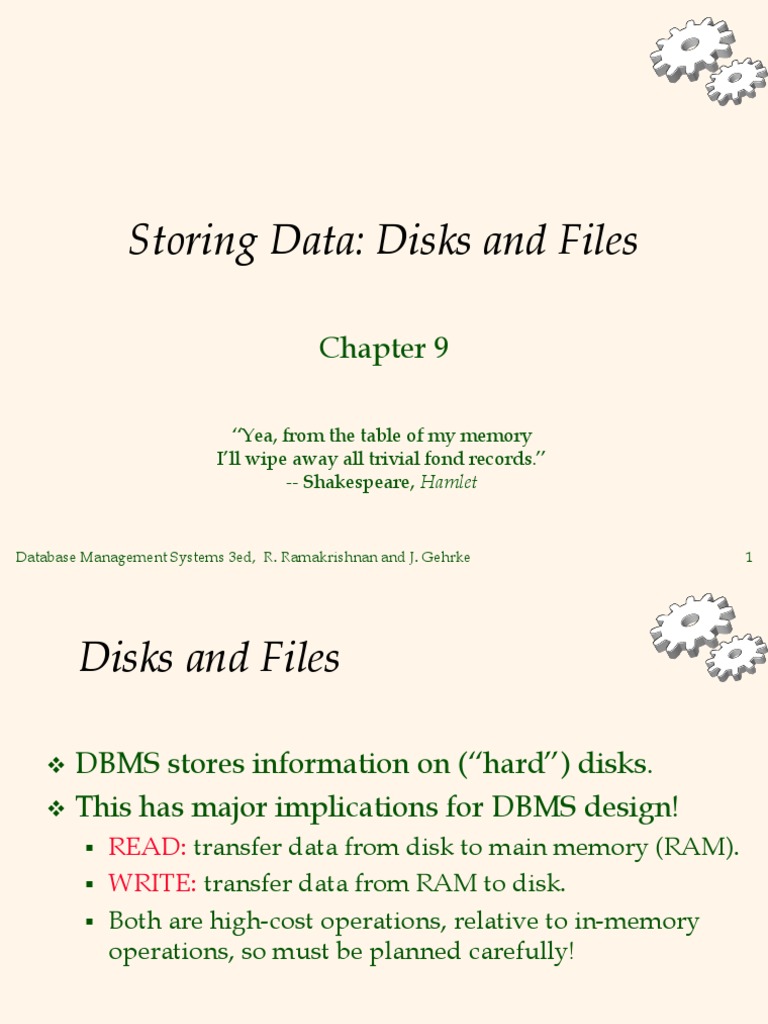 Storing Data Disks And Files Pdf Computer Data Storage Databases 